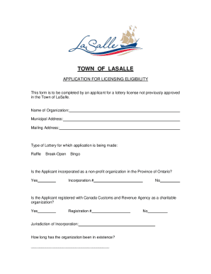 Fillable Online Lottery Application for Licensing Eligibility Fax Email ...