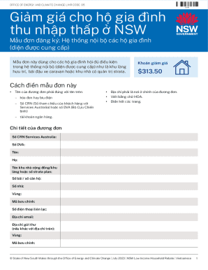 Fillable Online NSW Low Income Household Rebate application form Fax ...