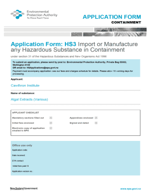 Fillable Online Application Form: Import or Manufacture any Hazardous ...