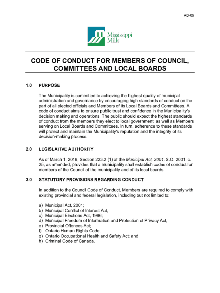 Fillable Online AD-05.-Council-and-Committee-Code-of-Conduct--- ... Fax ...