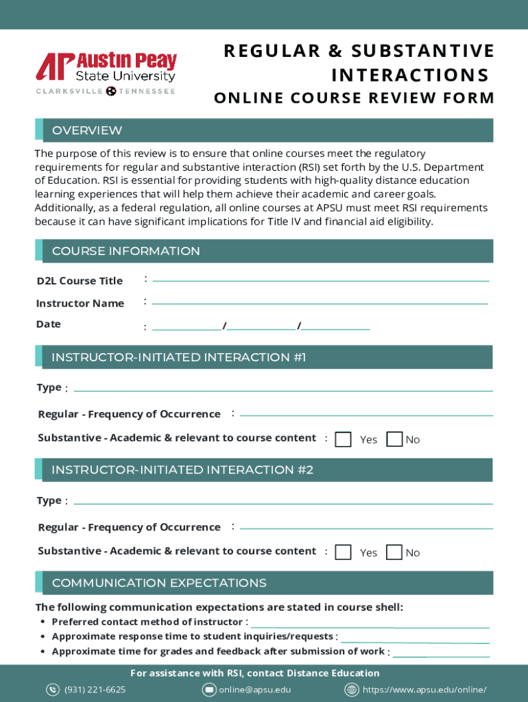 Fillable Online RSI Review Form Fax Email Print - pdfFiller