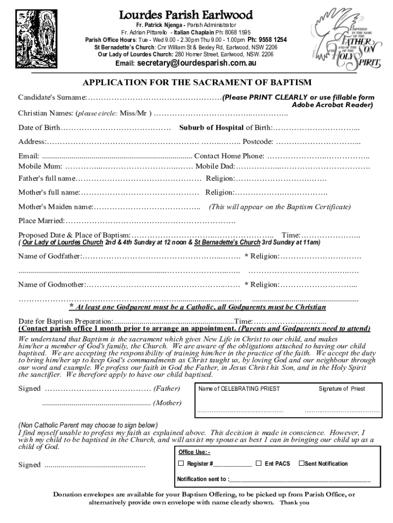 Fillable Online Baptism-Application-Fillable-Form- ... Fax Email Print ...
