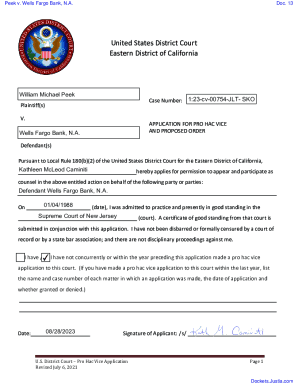 Fillable Online ORDER GRANTING 9 Application for Pro Hac Vice signed by ...