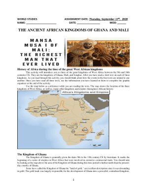 Fillable Online WEST AFRICA: Ghana, Mali, & Songhai (fill in the blanks ...