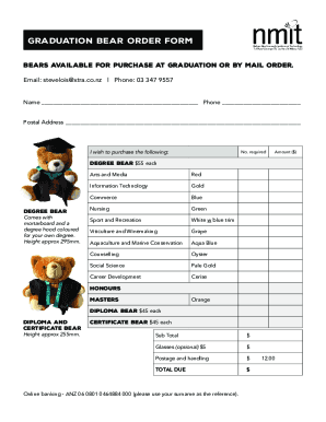 Fillable Online Fillable Online Graduation Bear Order form Fax Email ...