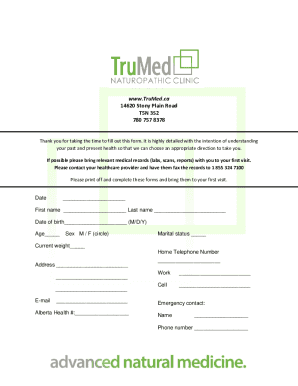Fillable Online Ad Adult intake form - TruMed Naturopath Clinic Fax ...