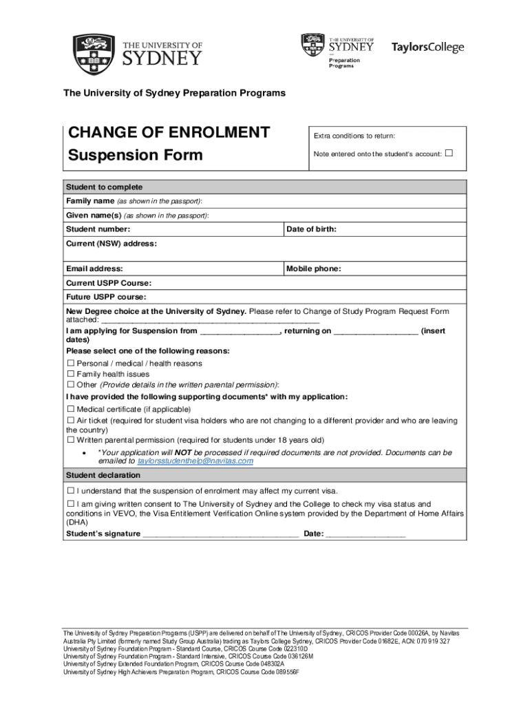 Fillable Online Change of Enrolment - Withdrawal Form Fax Email Print - pdfFiller