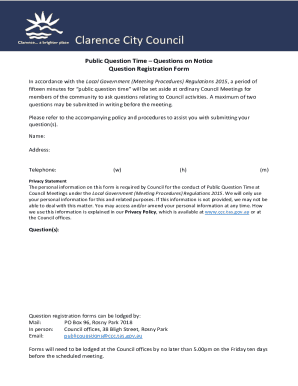 Fillable Online Questions on Notice Question Registration Form Fax ...
