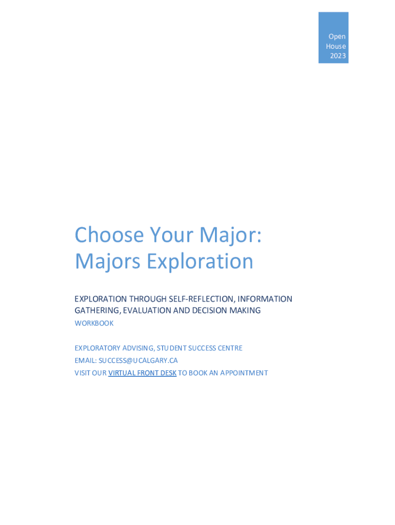 Fillable Online Choose Your Major. Exploration through self-reflection ...