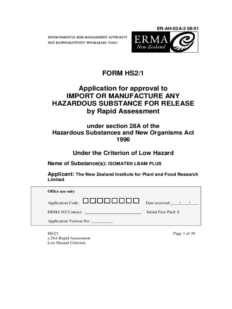 Fillable Online FORM HS2/1 Fax Email Print - pdfFiller