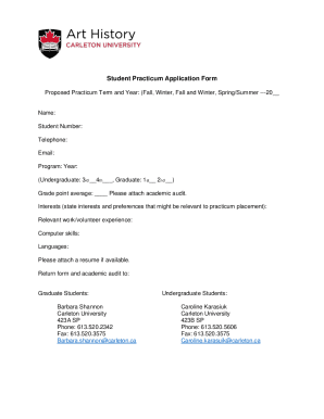 Fillable Online Student Practicum Application Form Fax Email Print - pdfFiller