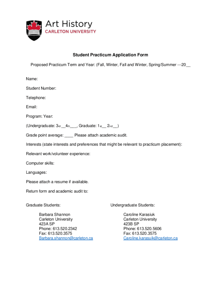 Fillable Online Student Practicum Application Form Fax Email Print - pdfFiller