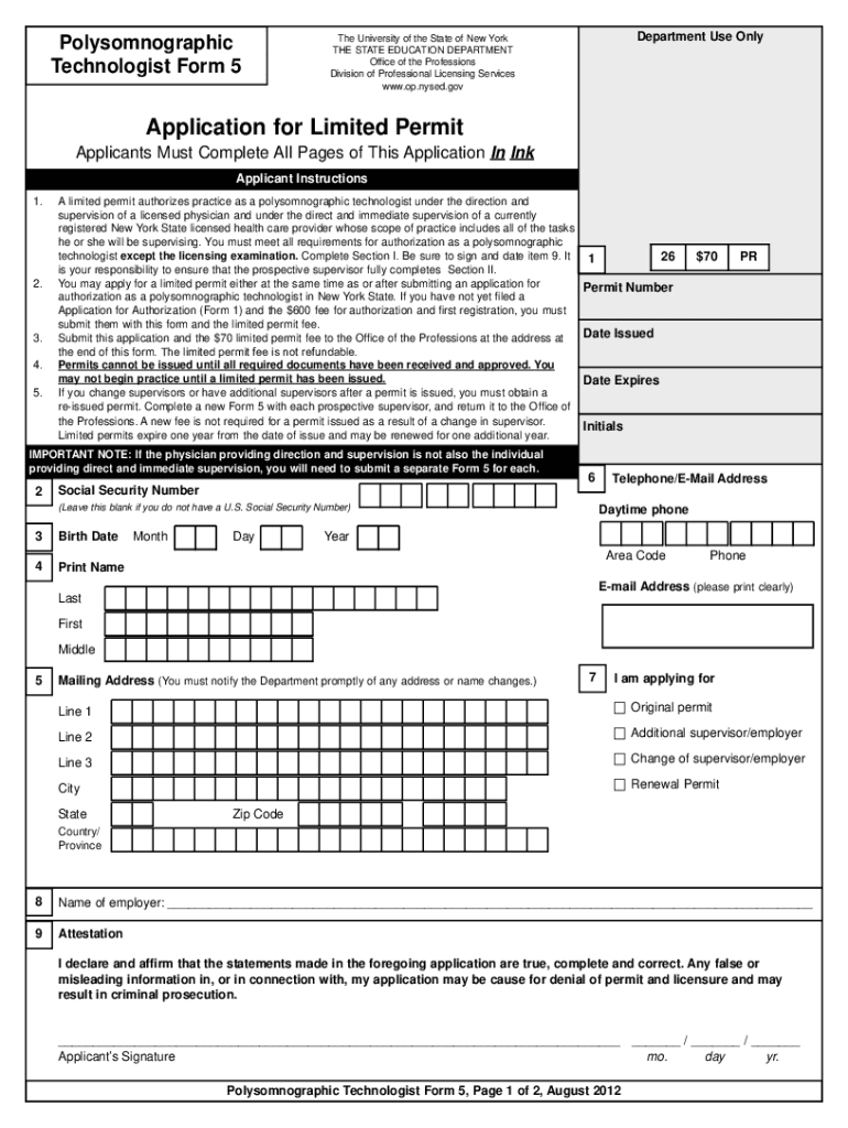 Fillable Online Online Form 5 - Application for a Limited Permit Fax Email Print - pdfFiller