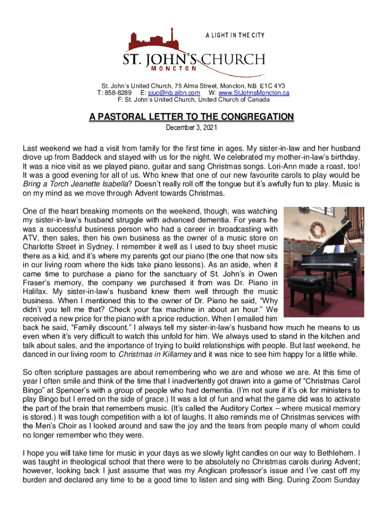 Fillable Online A PASTORAL LETTER TO THE CONGREGATION Fax Email Print ...