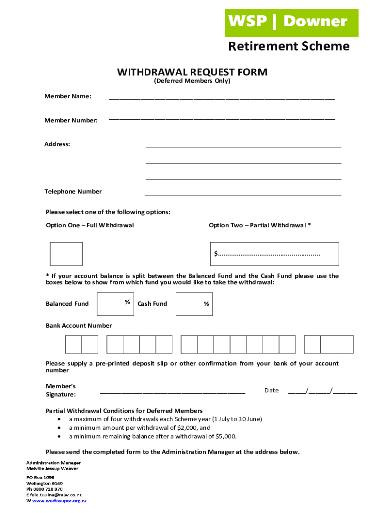 Fillable Online workssuper org Retirement Savings Plan (RSP) Forms Fax ...