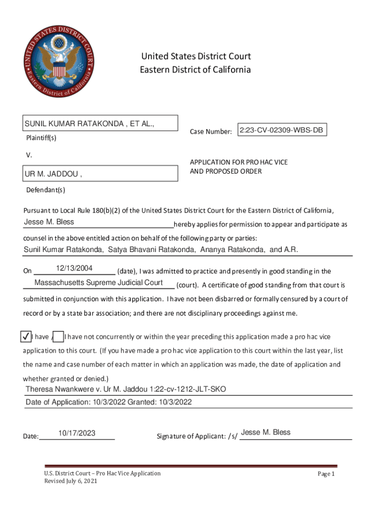 Fillable Online ORDER signed by Senior Judge William B. Shubb on 10/17 ...