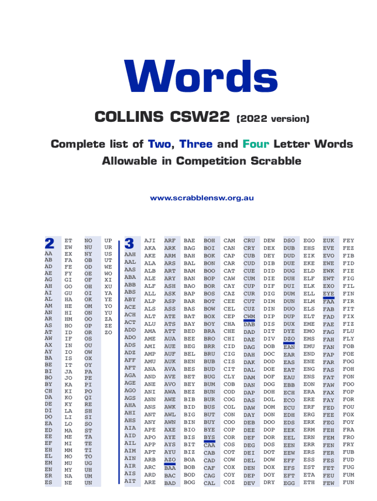 Fillable Online scrabble org An announcement from WESPA on the updated ...