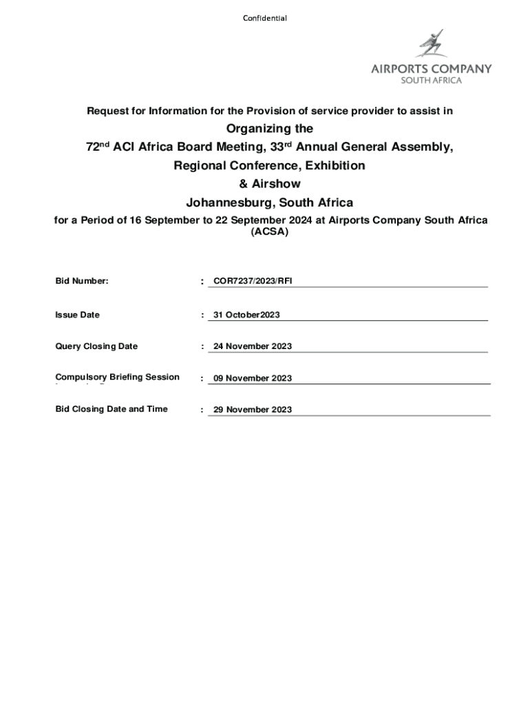 Fillable Online ACI Africa / World Annual General Assembly, Conference ...