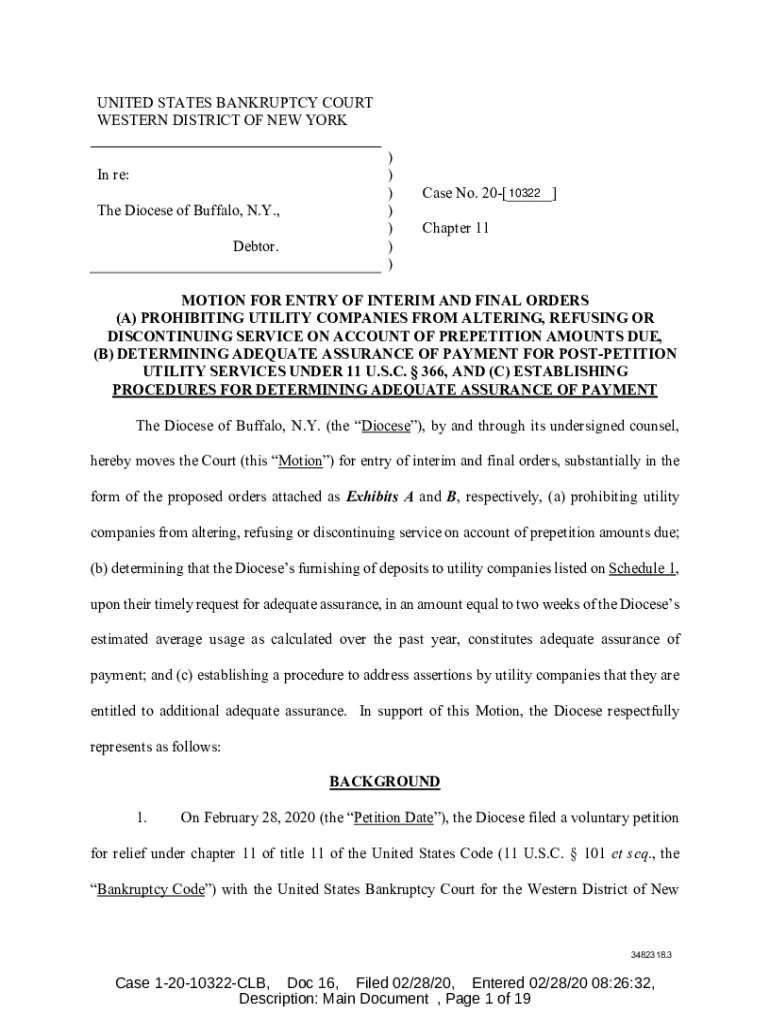 Fillable Online MOTION FOR ENTRY OF INTERIM AND FINAL ORDERS Fax Email Print - pdfFiller