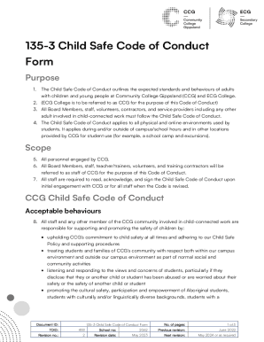 Fillable Online ccg asn 135-3 Child Safe Code of Conduct Form Fax Email ...