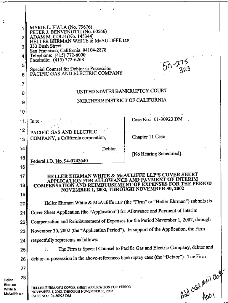 Fillable Online Heller Ehrman White & McAuliffe LLP's Cover Sheet ...