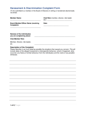 Fillable Online Harassment & Discrimination Complaint Form Fax Email Print - pdfFiller