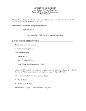 Fillable Online Becoming a Purpose Driven Church (An Interview with ...