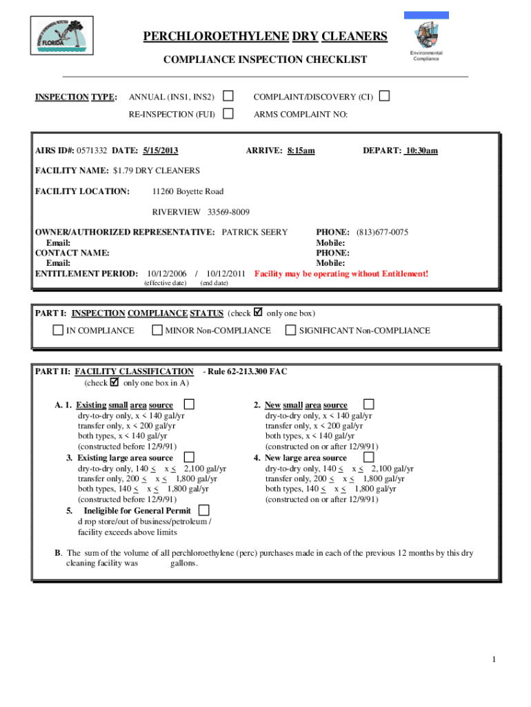 Fillable Online arm-permit2k dep state fl Risk Assessment: Perchloroethylene Dry Cleaners ...