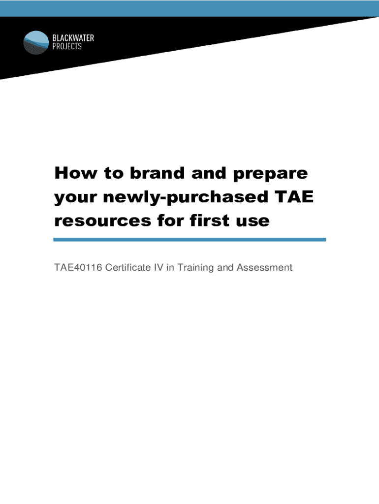 Fillable Online TAE40122 - Certificate IV in Training and Assessment ...