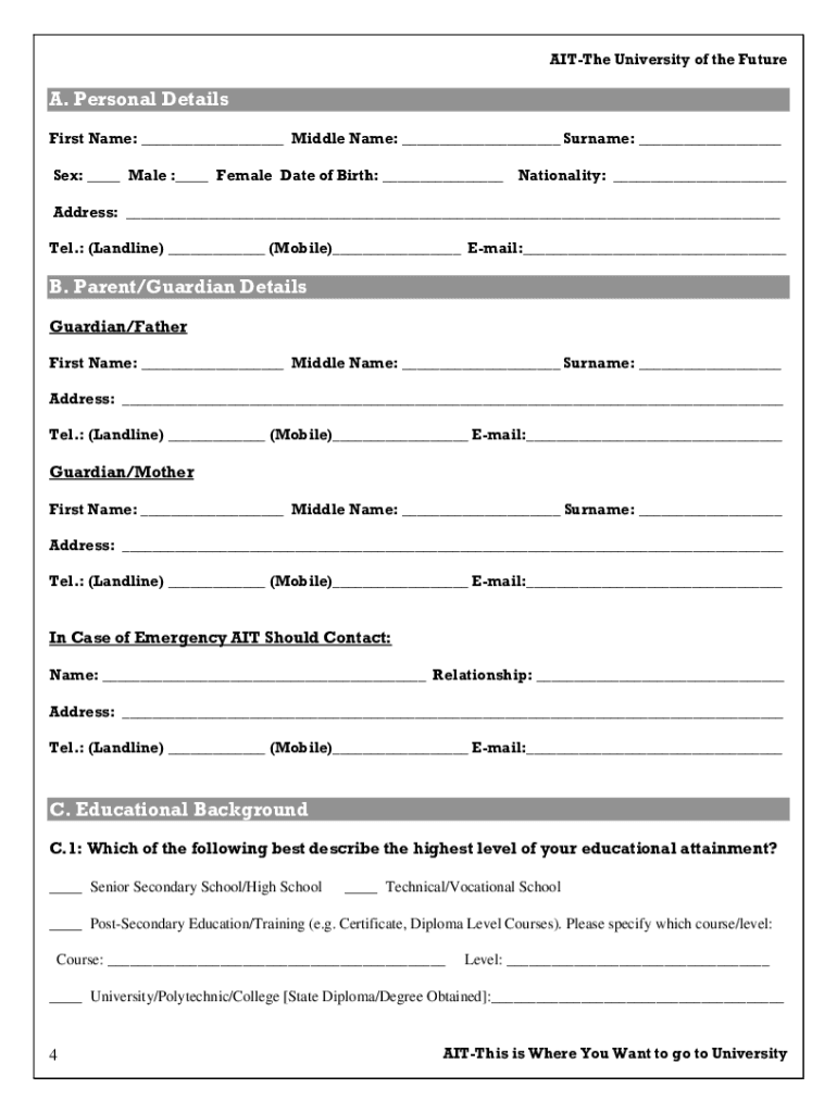 Fillable Online AIT-Open Application Form UG+PG NEW-FILLABLE-SMALL Fax ...