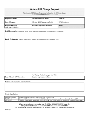 Fillable Online Ontario EBT Change Request FORM.PDF Fax Email Print ...