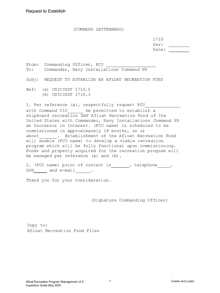 Fillable Online (COMMAND LETTERHEAD) 1710 Ser: Date: From: Commanding ...