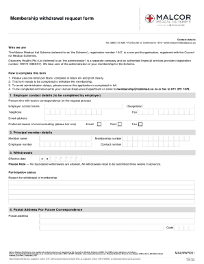 Fillable Online Membership withdrawal request form Fax Email Print ...