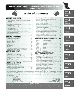 Fillable Online a100 gov bc Hunting & Trapping Regulations Synopsis Fax ...