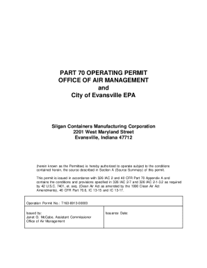 Fillable Online permits air idem in PART 70 OPERATING PERMIT OFFICE OF ...