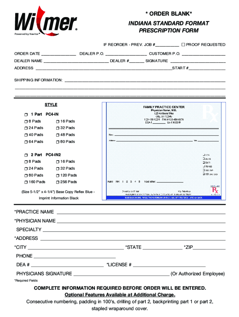 Fillable Online * 1 DOCTOR - ORDER BLANK * MAINE STANDARD FORMAT ... Fax Email Print - pdfFiller