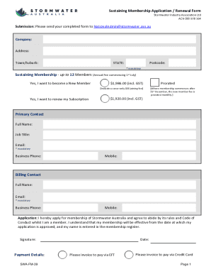 Fillable Online Sustaining Membership Application / Renewal Form Fax ...