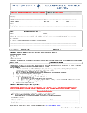Fillable Online Return Goods Authorization Request Form Template Fax ...