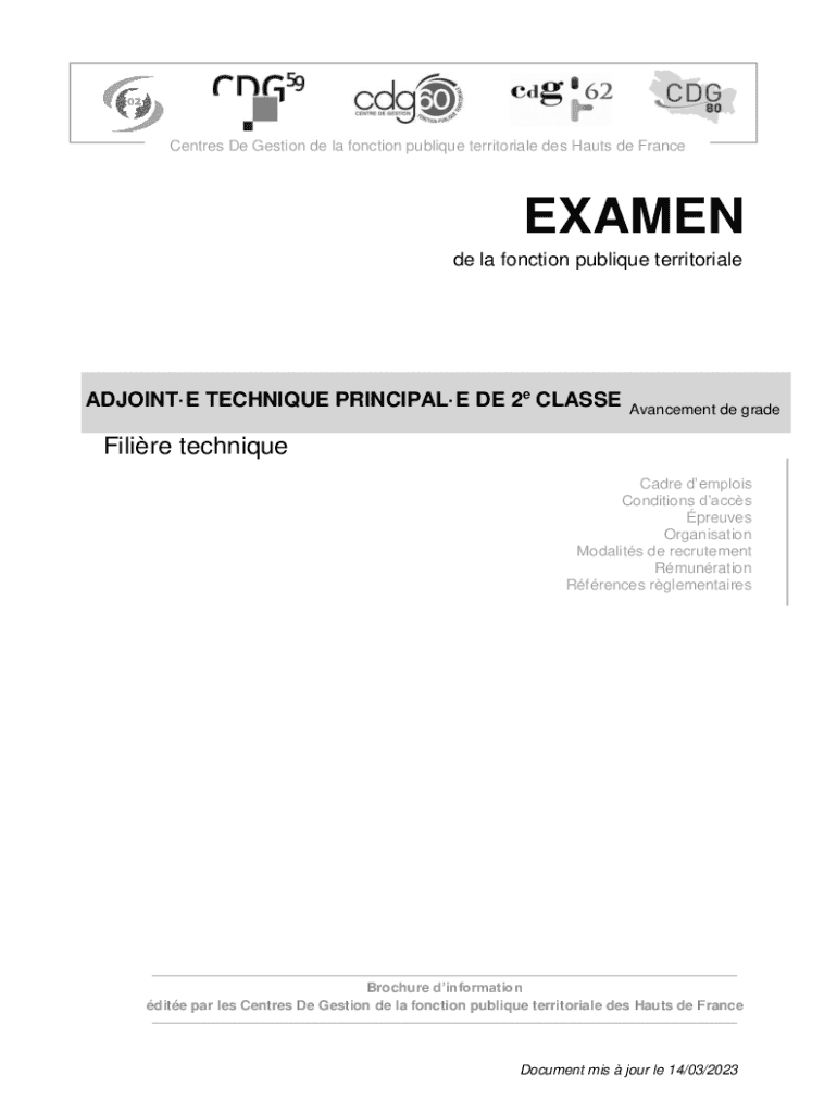 Remplissable En Ligne Concours d'accs au grade d'adjoint technique principal de ... Fax Email ...