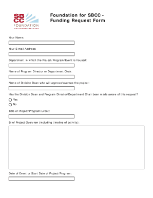 Fillable Online Foundation for SBCC - Funding Request Form Fax Email ...