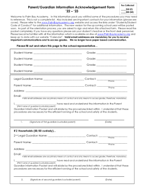 Fillable Online Parent/Guardian Information Acknowledgement Form '22'23 ...