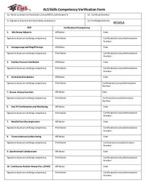 Fillable Online 2404 Paramedic Skills Competency Verification Form Fax ...