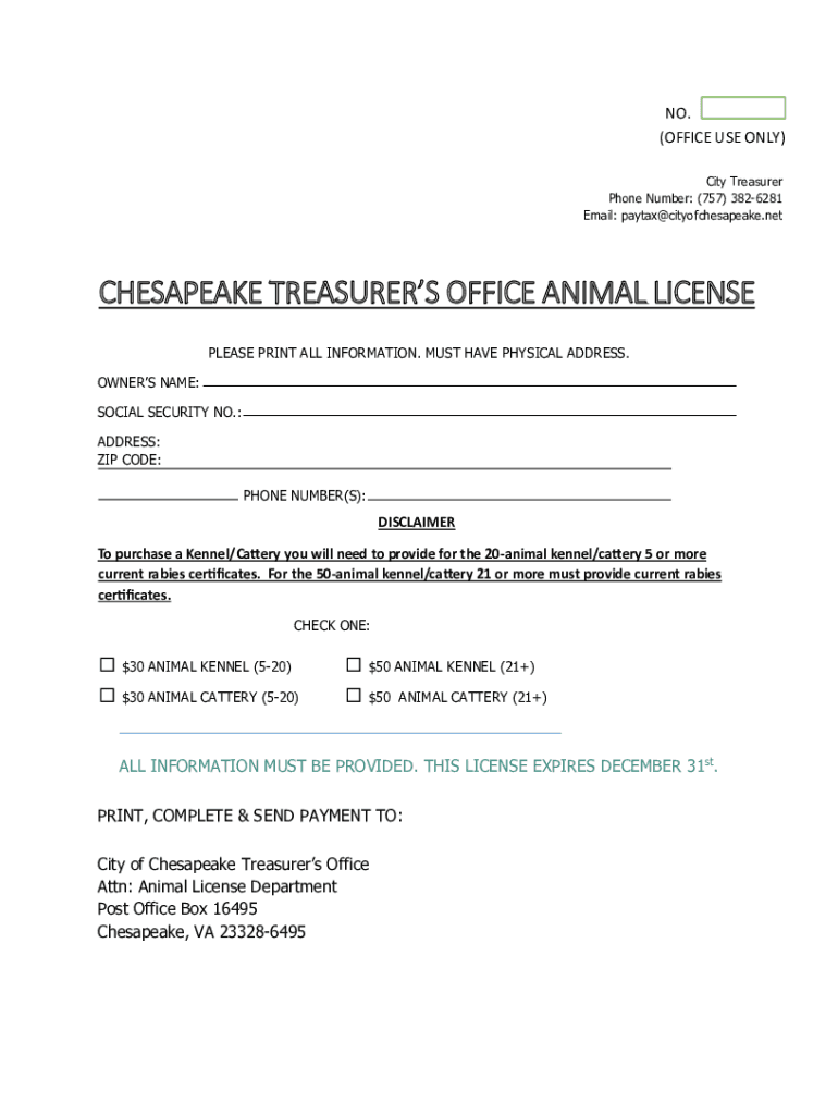 Animal License Form Animal License Form: Fill out & sign online | DocHub