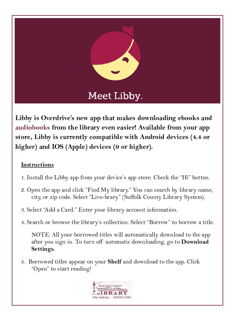 Fillable Online eipl suffolk lib ny Libby is Overdrive's new app that makes downloading ... Fax ...