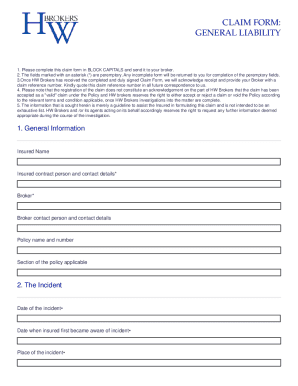 Fillable Online GENERAL LIABILITY CLAIM FORM 1. Please complete ... Fax ...