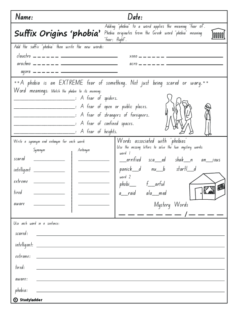 Fillable Online List of Phobias: Common Phobias From A to Z Fax Email ...