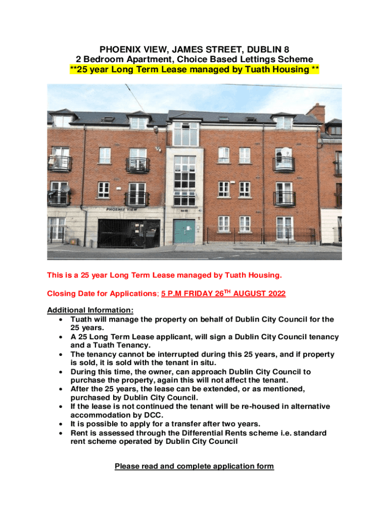 Fillable Online PHOENIX VIEW, JAMES STREET, DUBLIN 8 2 Bedroom ... Fax ...