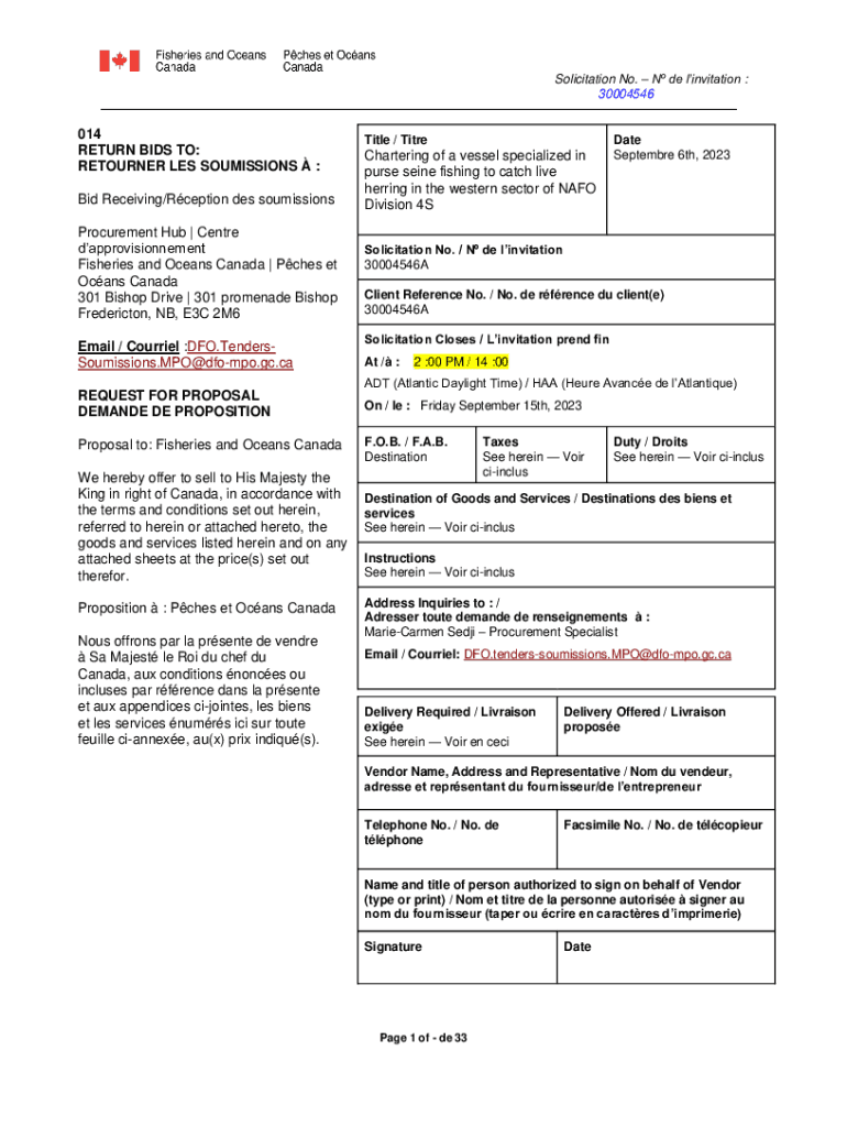 Fillable Online 014 RETURN BIDS TO: RETOURNER LES SOUMISSIONS Fax Email Print - pdfFiller
