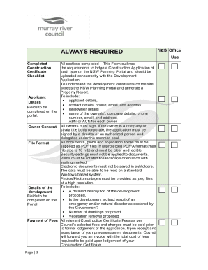 Fillable Online Application For Complying Development And Checklist Fax ...