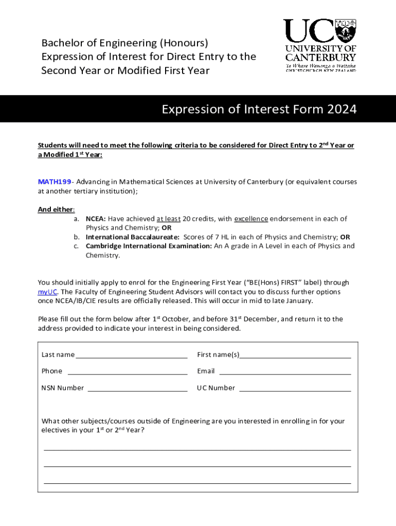 Fillable Online Expression of Interest Form 2024 Fax Email Print - pdfFiller